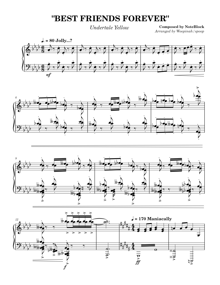 BEST FRIENDS FOREVER – NoteBlock Sheet Music with Chords for Piano ...