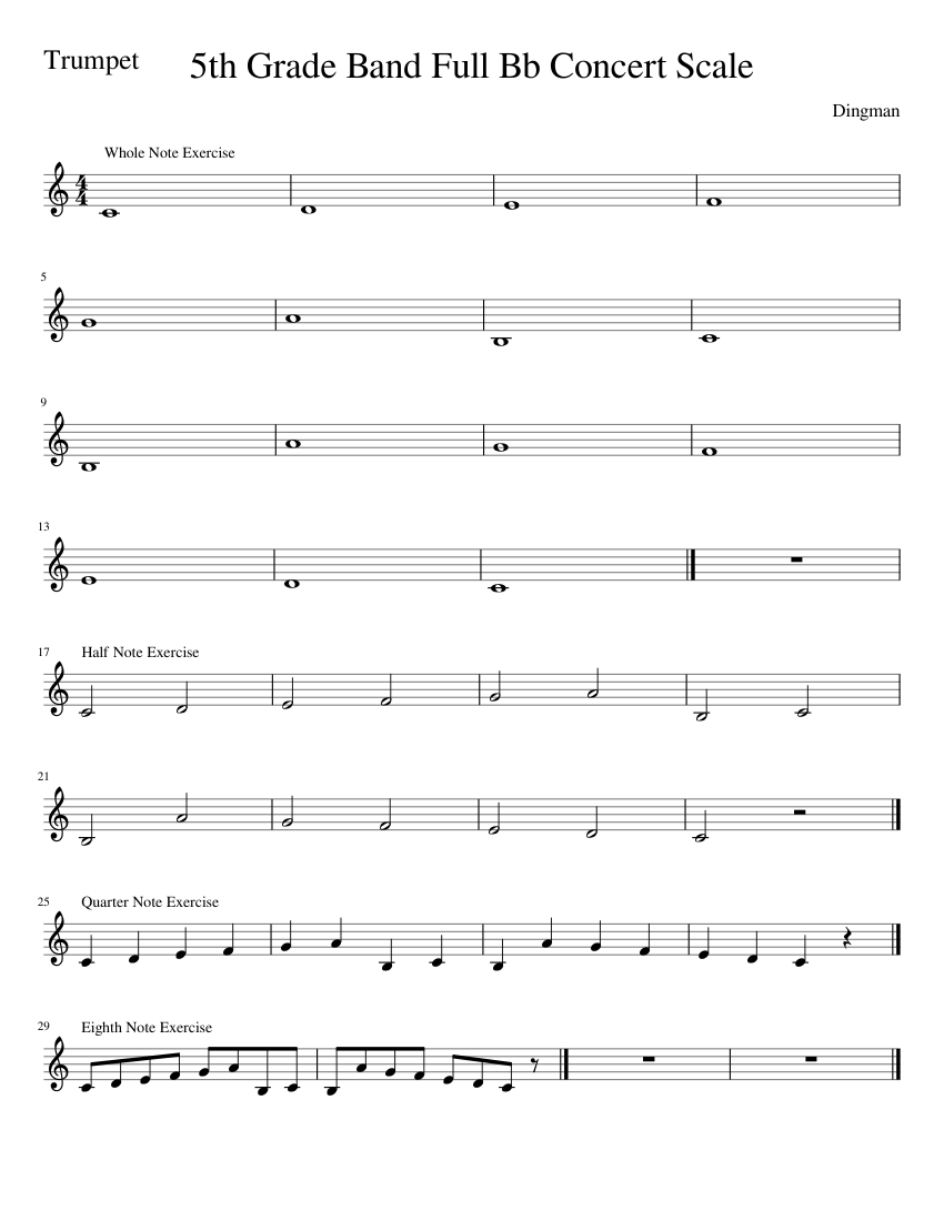 5th Band Full B-Flat Concert Scale Exercises -- Trumpet Sheet music for ...