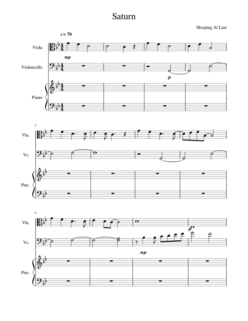 Saturn Sheet music for Piano, Cello, Viola (Mixed Trio) | Musescore.com