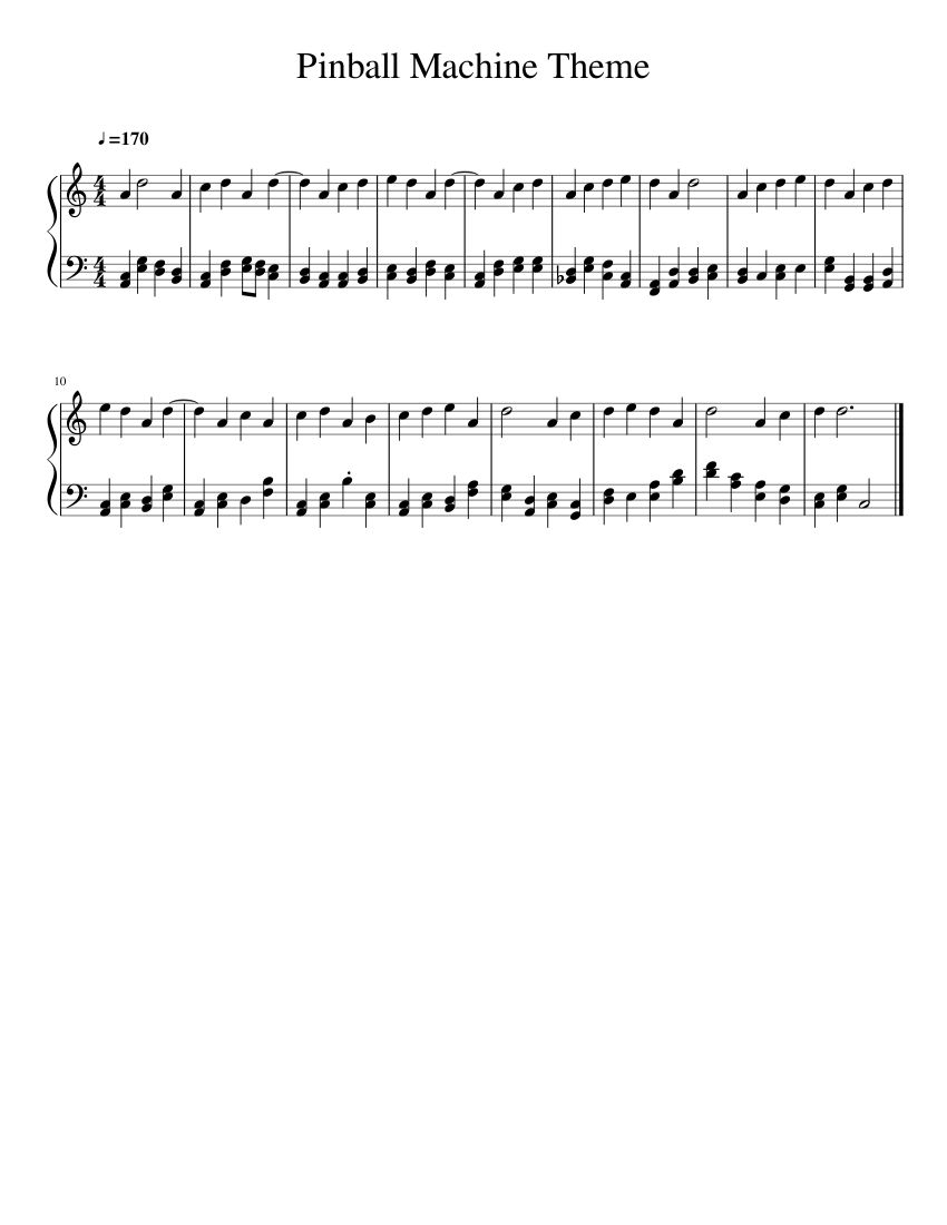 Pinball Machine Theme Sheet music for Piano (Solo) | Musescore.com
