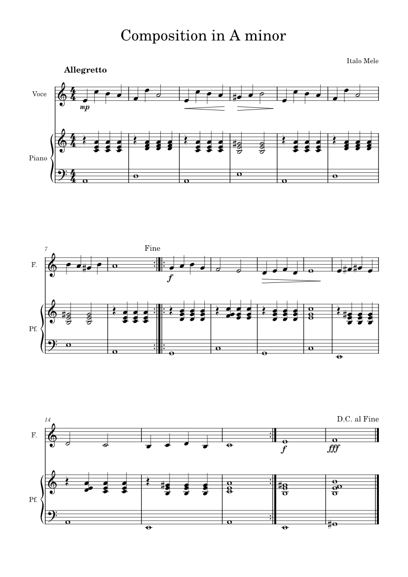 Composition in A minor Sheet music for Piano, Synthesizer (Solo ...