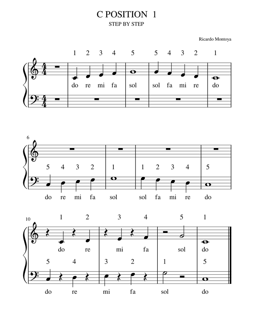 C POSITION 1 First Exercise - piano tutorial