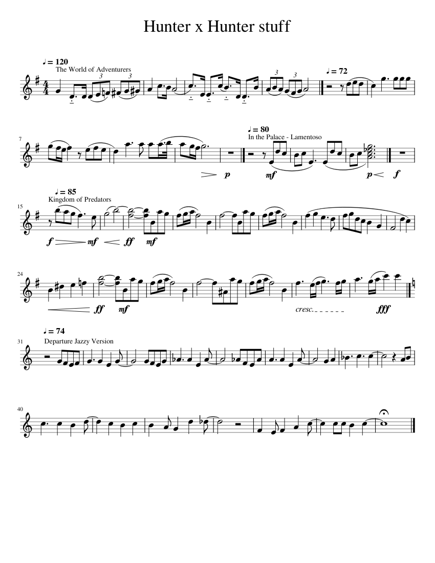 Hunter x Hunter music for trumpet Sheet music for Trumpet (In B Flat ...