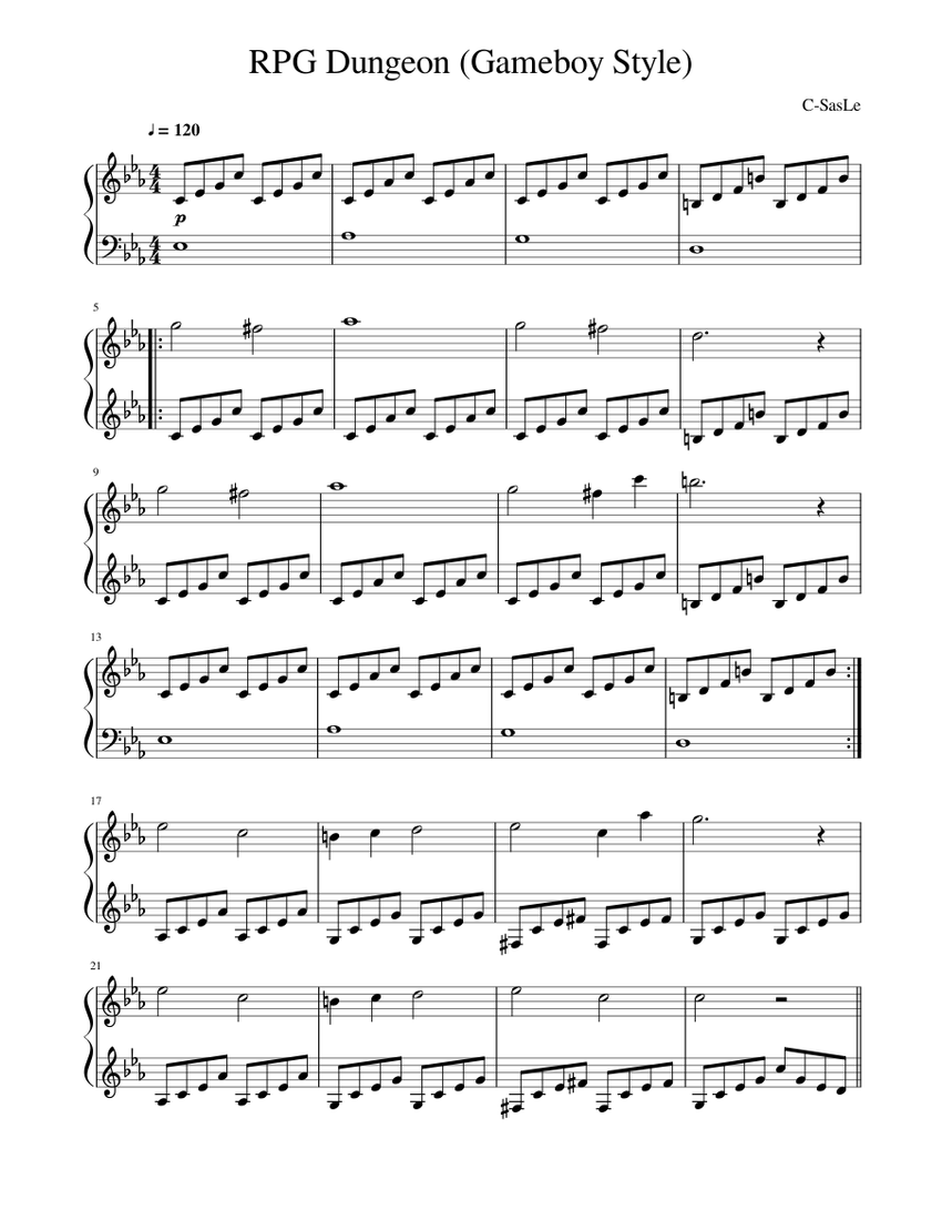 RPG Dungeon (Gameboy Style) Sheet music for Synthesizer (Solo ...