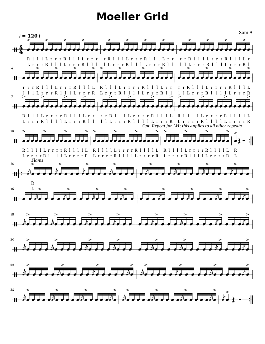 Moeller Grid Sheet music for Snare drum (Solo) | Musescore.com
