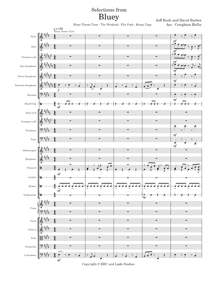 Selections from Bluey - Joff Bush/Arranged by Creighton Kellis Sheet ...