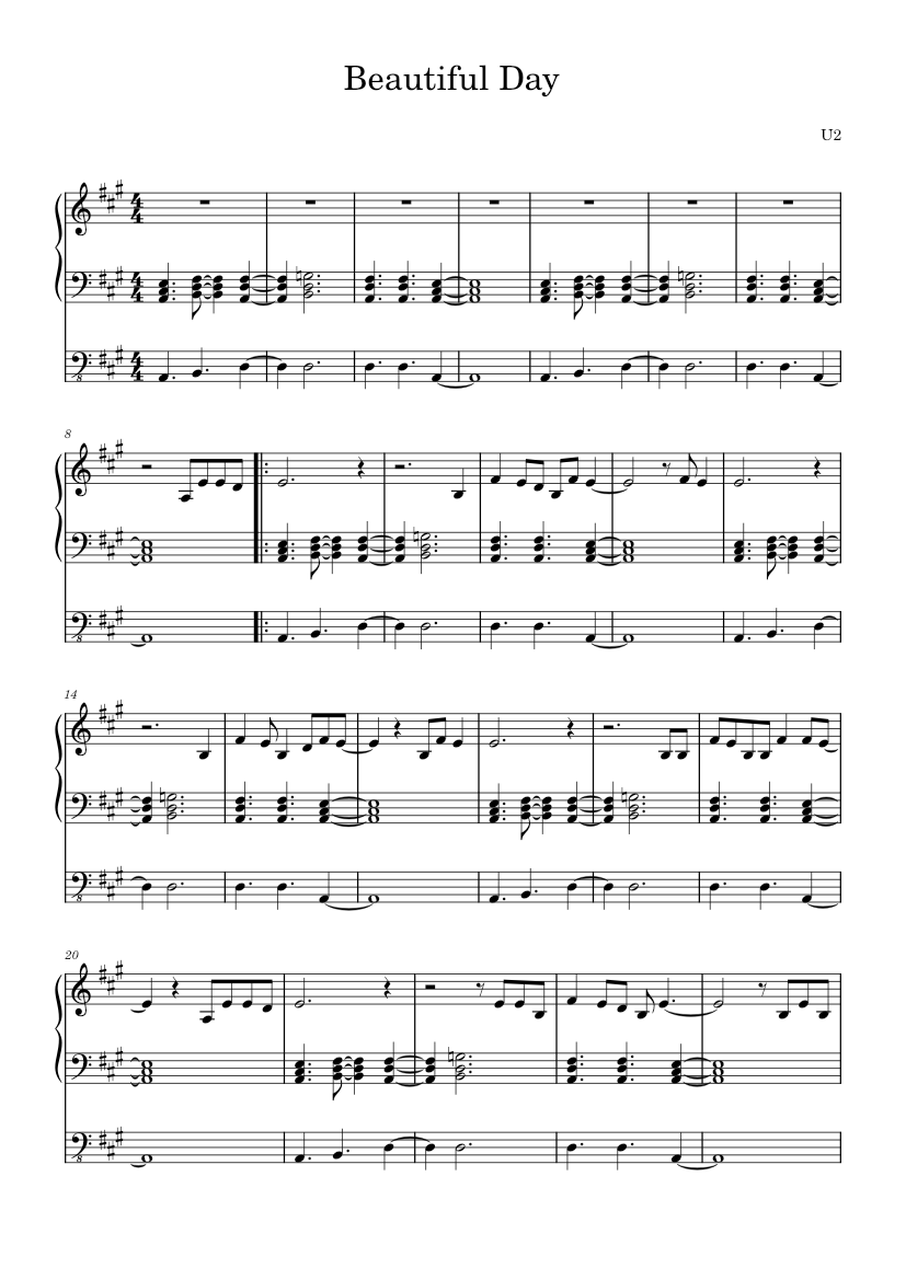 Beautiful day – U2 (Organ Cover) Sheet Music for Organ (Solo ...