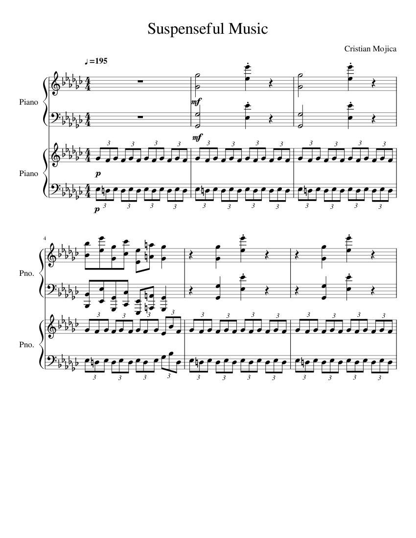 A modicum of "suspenseful" music Sheet Music for Piano (Piano Duo ...