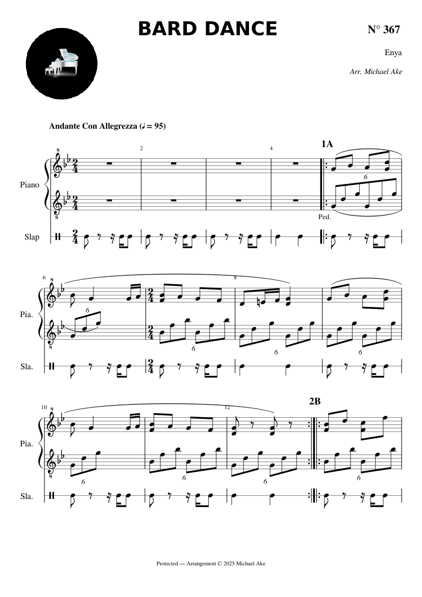 Bard dance Enya Sheet music for Piano, Slap (Solo) | Musescore.com