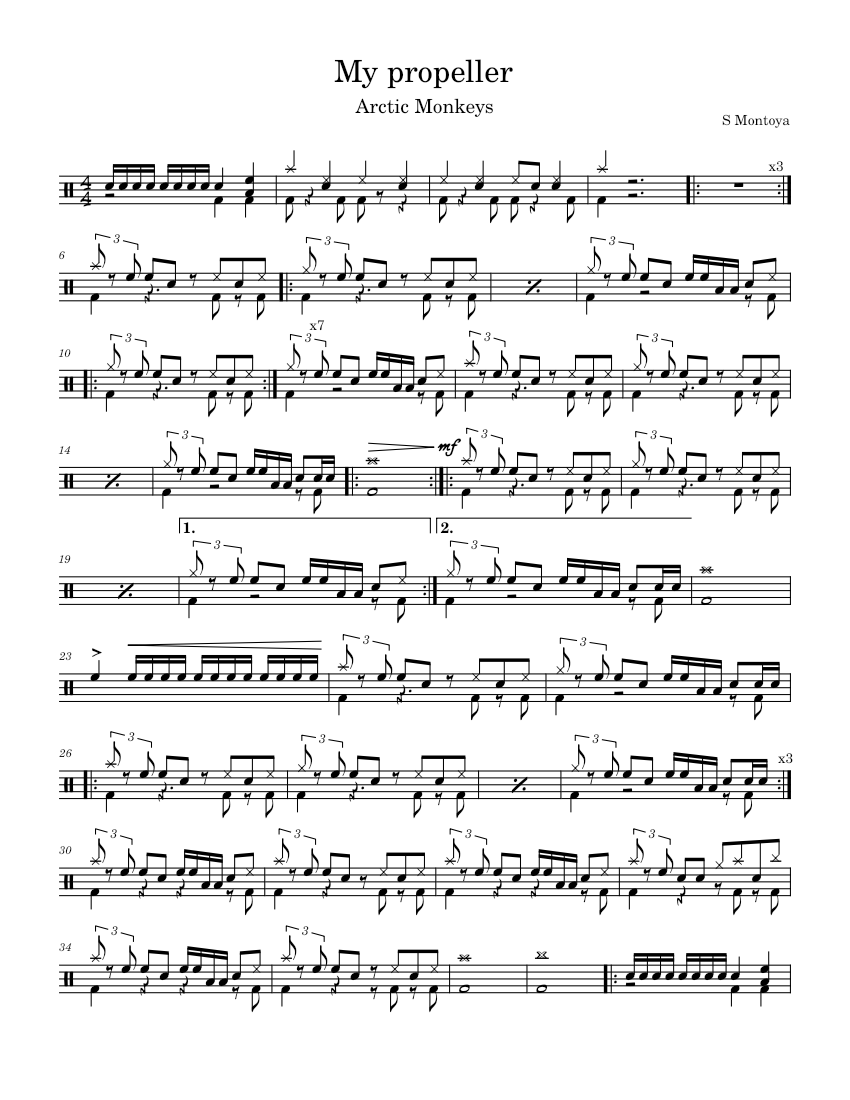 My propeller – Arctic Monkeys Sheet Music for Drum group (Solo ...
