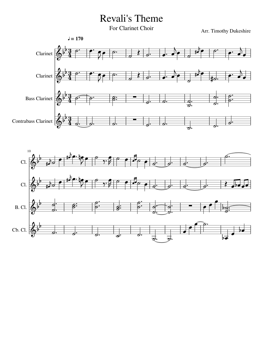 Revali's theme for Clarinet Choir Sheet music for Clarinet bass ...