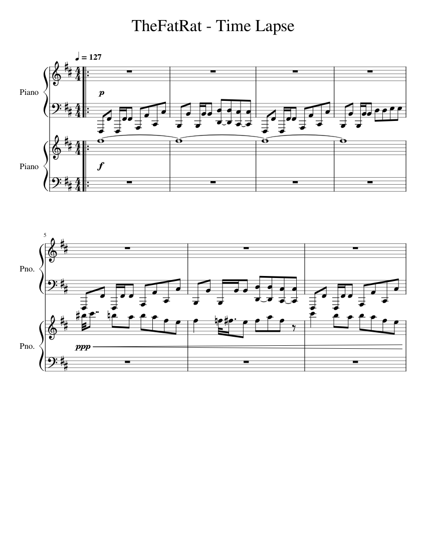 Time Lapse - TheFatRat (Piano Duet) Sheet music for Piano (Solo ...