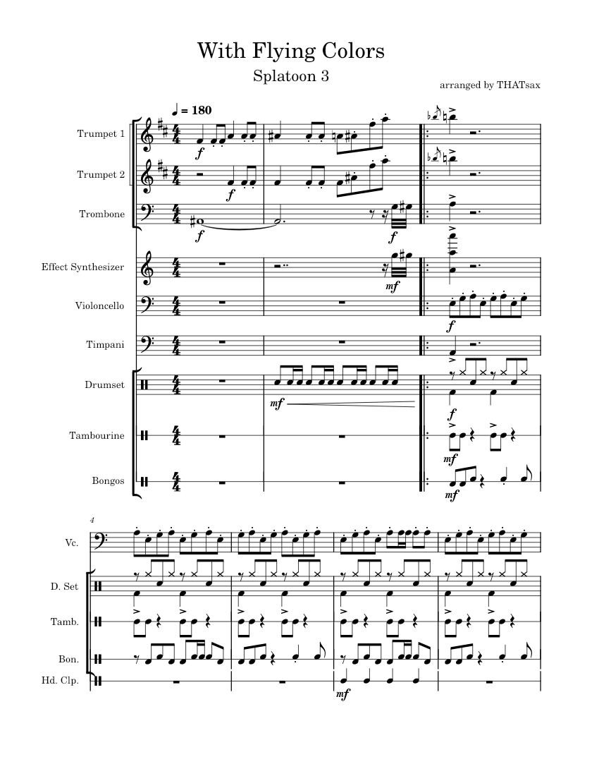 With Flying Colors - Splatoon 3 Sheet Music for Trombone, Vocals, Male ...