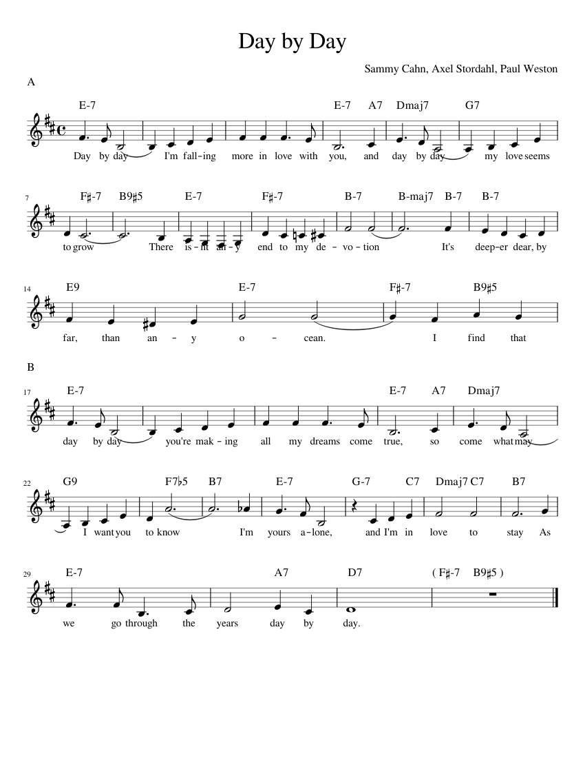 Day by Day Sheet music for Piano (Solo) Easy | Musescore.com