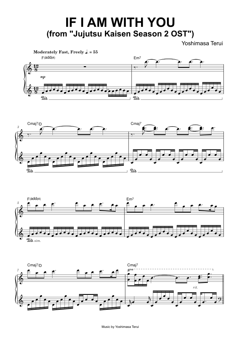 Play Official version of If I Am With You Sheet Music by Yoshimasa ...