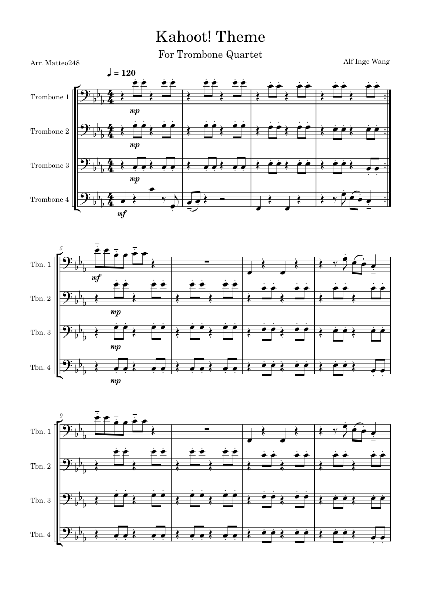 Kahoot! Lobby Theme – Alf Inge Wang Kahoot! Theme Sheet music for ...