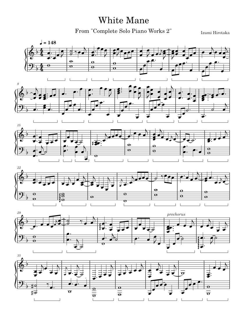 White Mane – Izumi Hirotaka Sheet music for Piano (Solo) | Musescore.com
