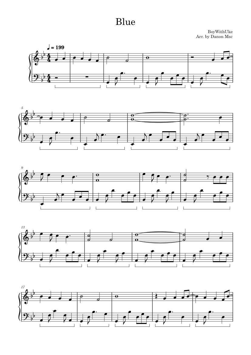 Blue - BoyWithUke Sheet Music for Piano (Solo) | MuseScore.com
