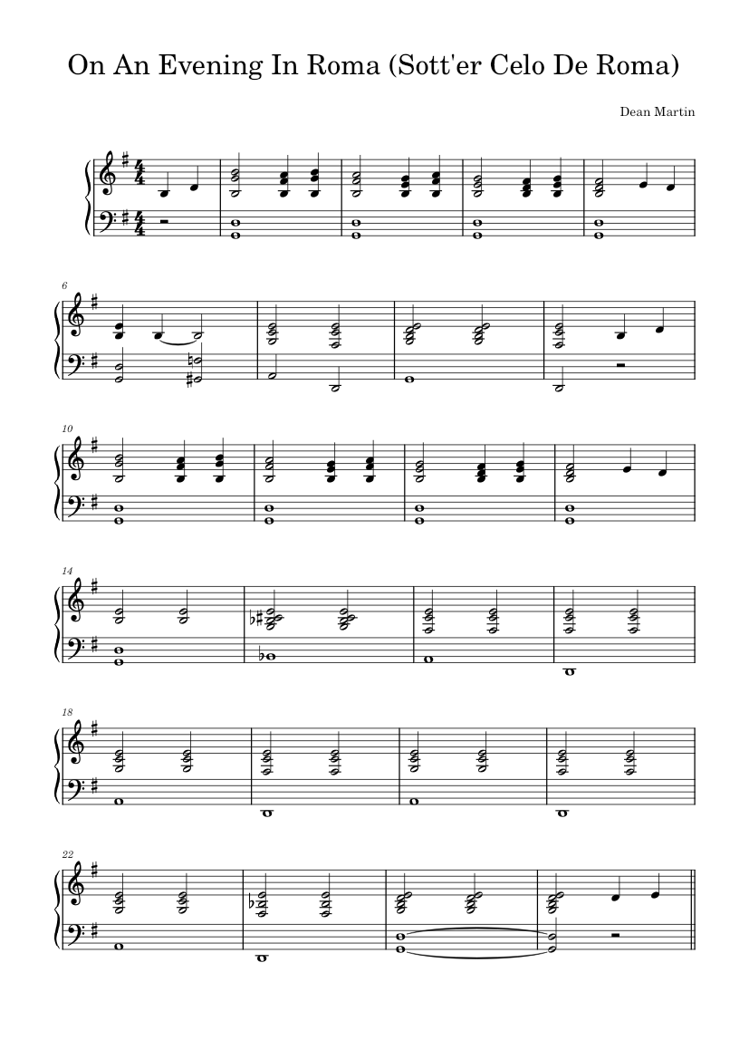 On An Evening In Roma (Sott'er Celo De Roma) Sheet Music for Piano ...