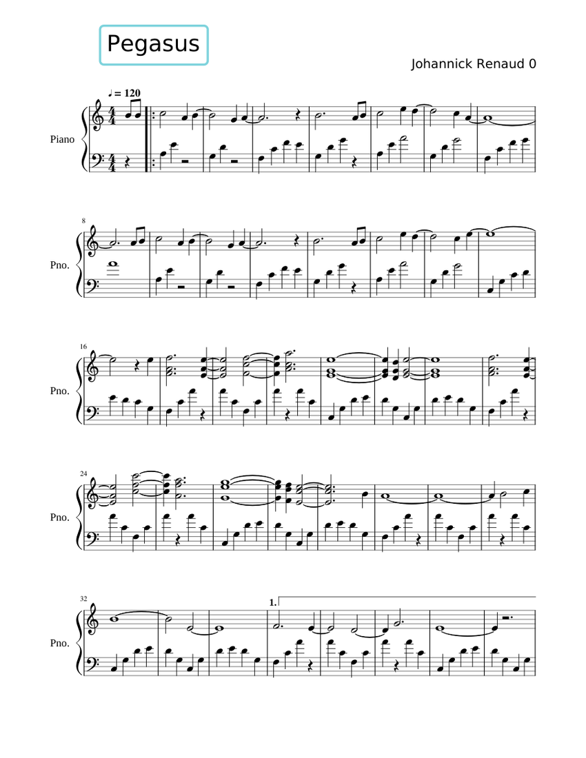 Pegasus Sheet music for Piano (Solo) | Musescore.com