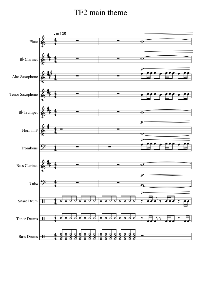 TF2 main theme marching band Sheet music for Trombone, Tuba, Flute ...