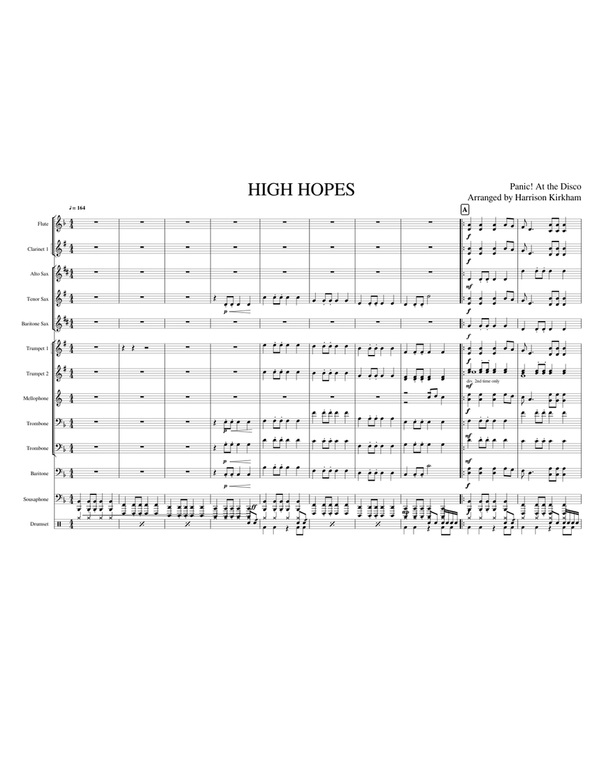 High Hopes - Panic! At The Disco Sheet music for Trombone, Mellophone ...