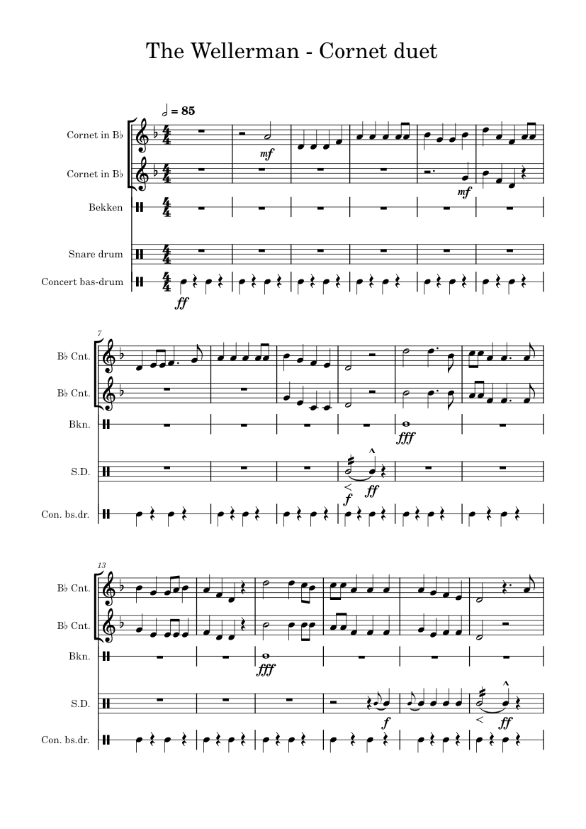 Wellerman Sheet music for Cornet, Trumpet in b-flat, Snare drum, Crash ...