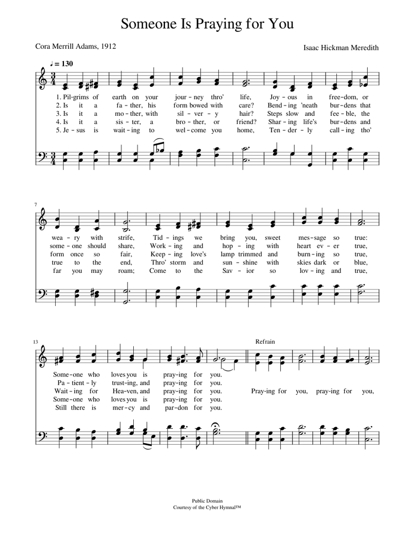 Someone is praying for you - Isaac H. Meredith Sheet music for Piano ...