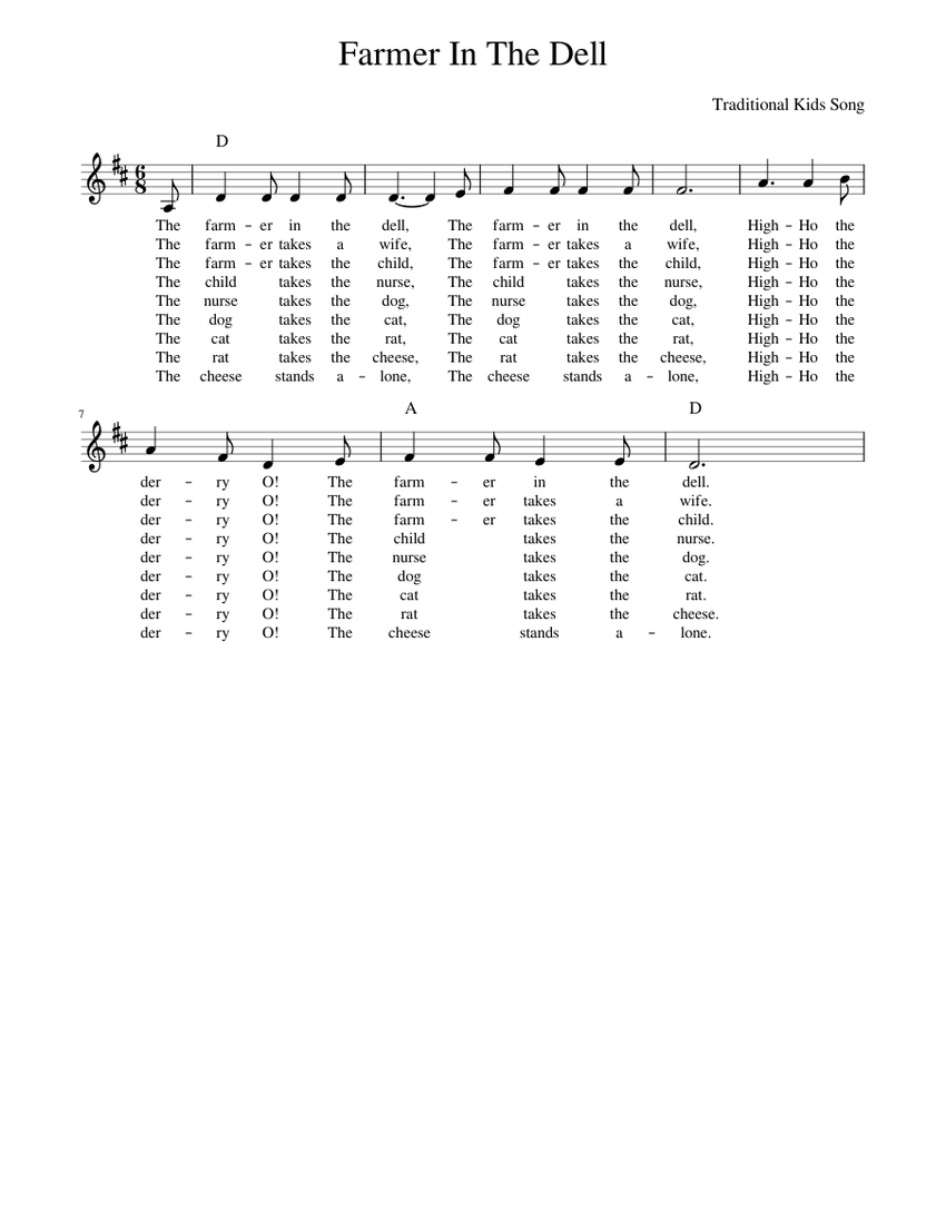 Traditional music - Farmer In The Dell Sheet music for Piano (Solo ...