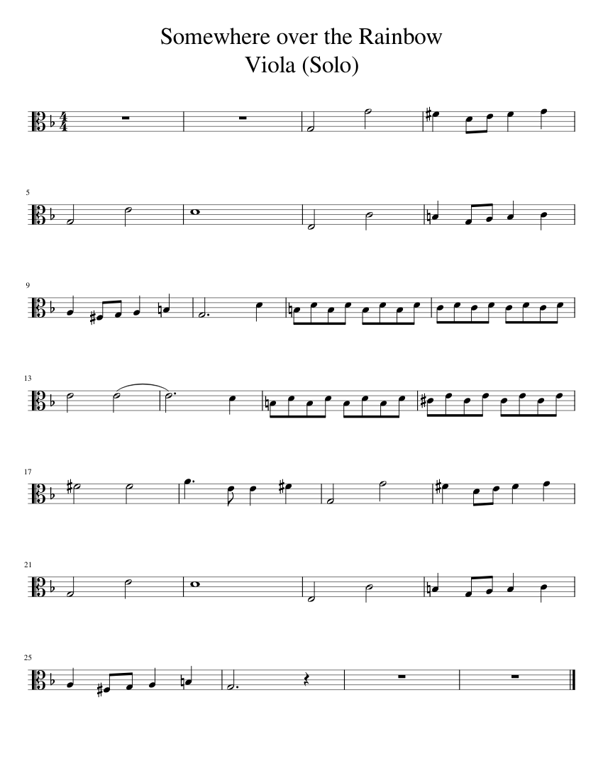 Somewhere over the Rainbow Viola Sheet music for Viola (Solo ...