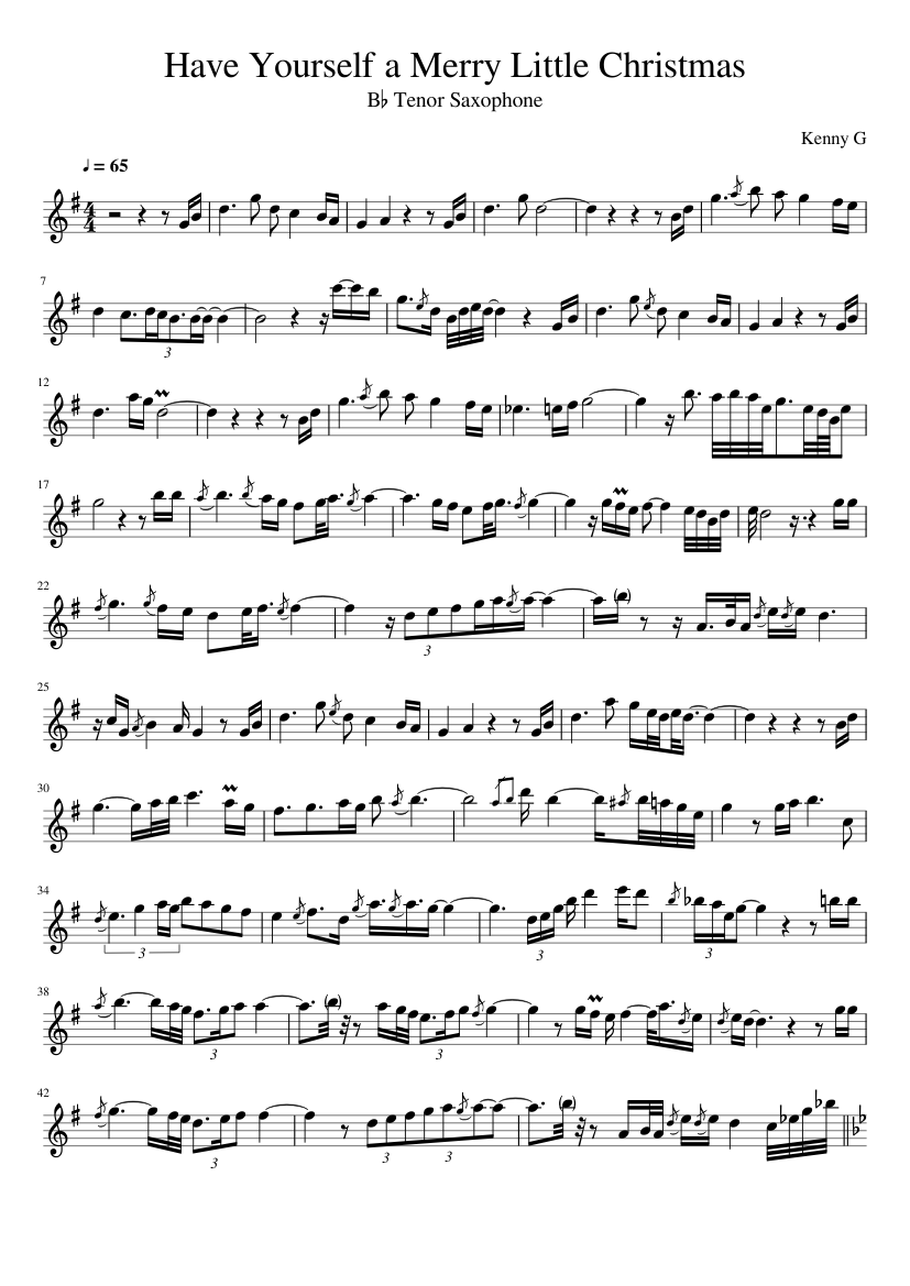 Have Yourself a Merry Little Christmas Sheet Music for Saxophone tenor ...
