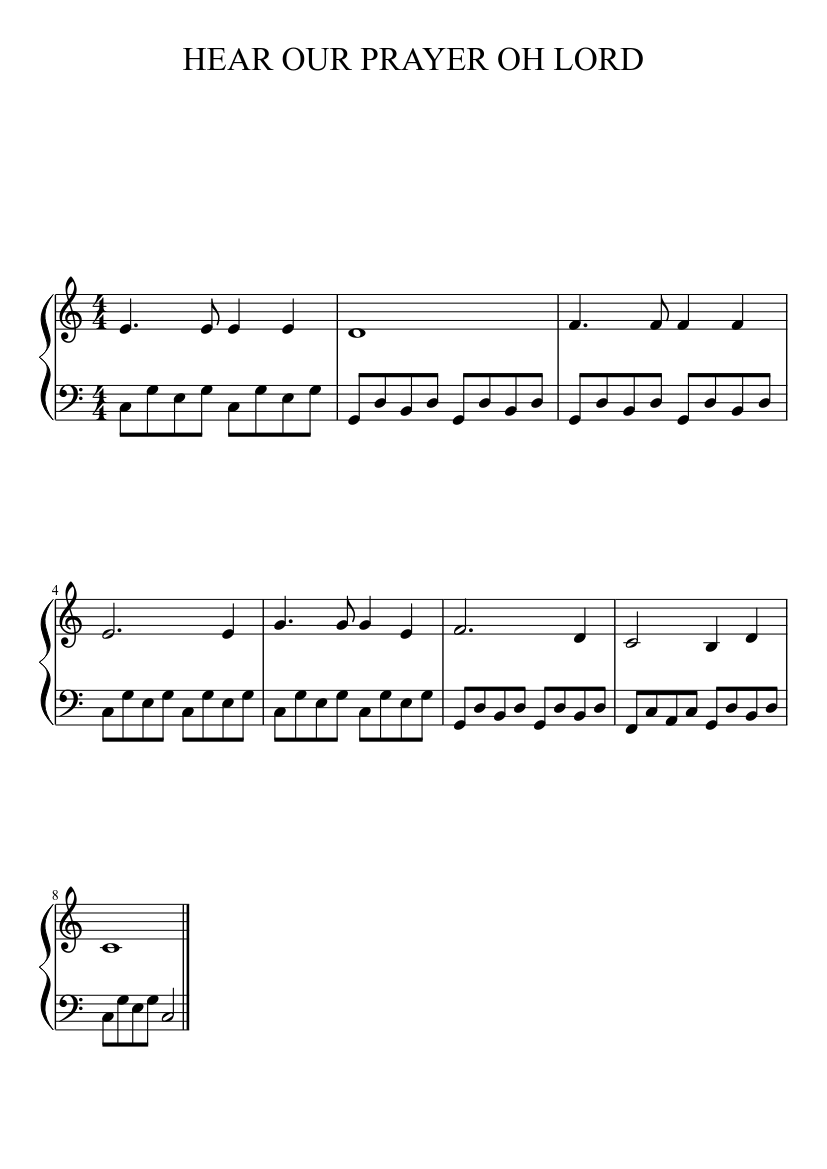 Hear Our Prayer Oh Lord Sheet music for Piano (Solo) Easy | Musescore.com
