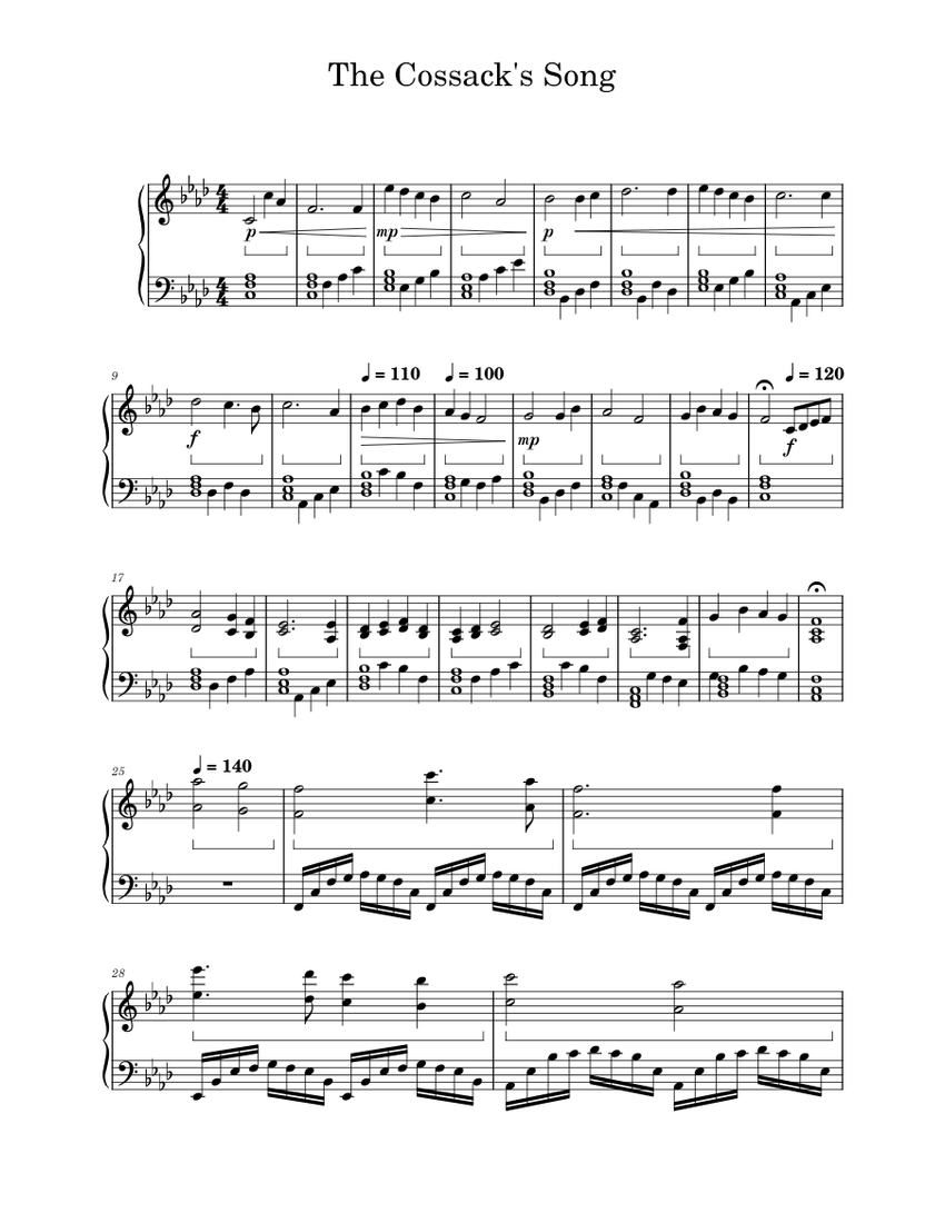 The Cossack's Song Sheet music for Piano (Solo) | Musescore.com