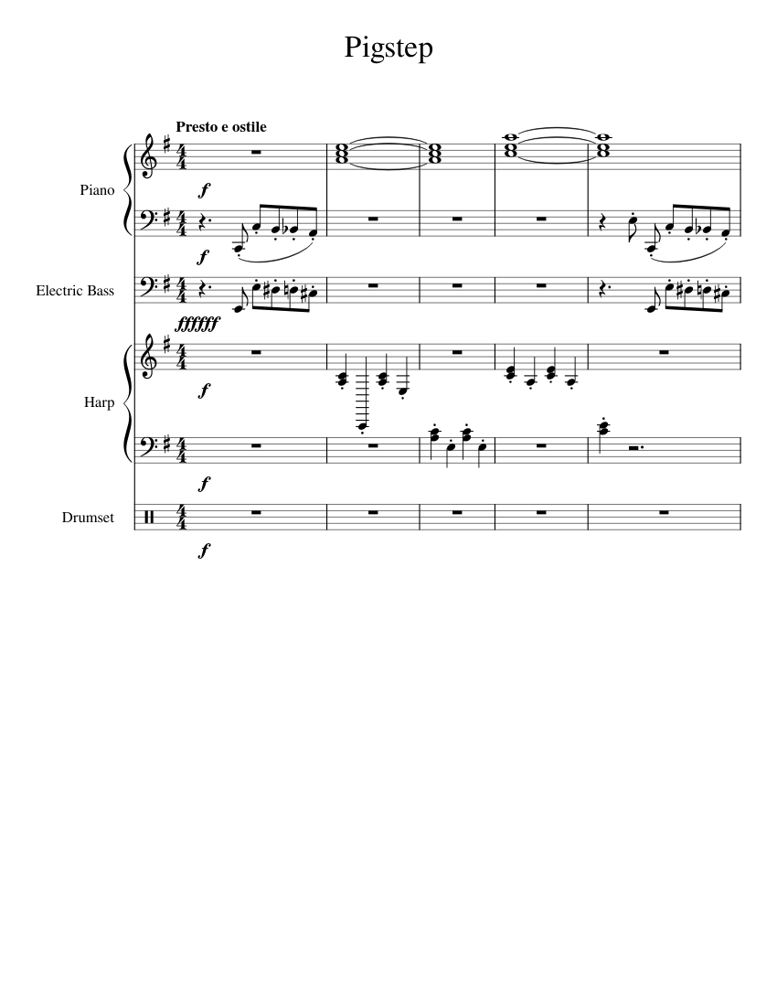 Pigstep – Lena Raine (Remix) Sheet music for Piano, Bass guitar, Drum ...