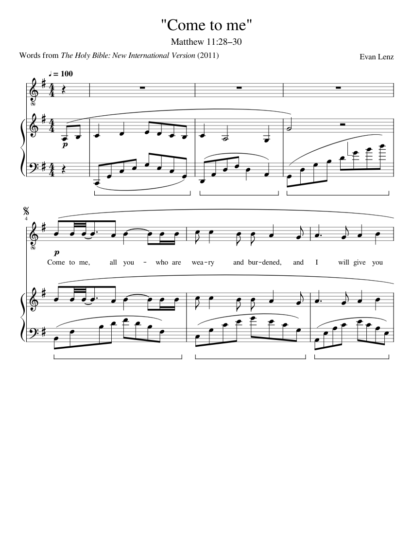 "Come to me" Sheet music for Piano, Vocals (Piano-Voice) | Musescore.com
