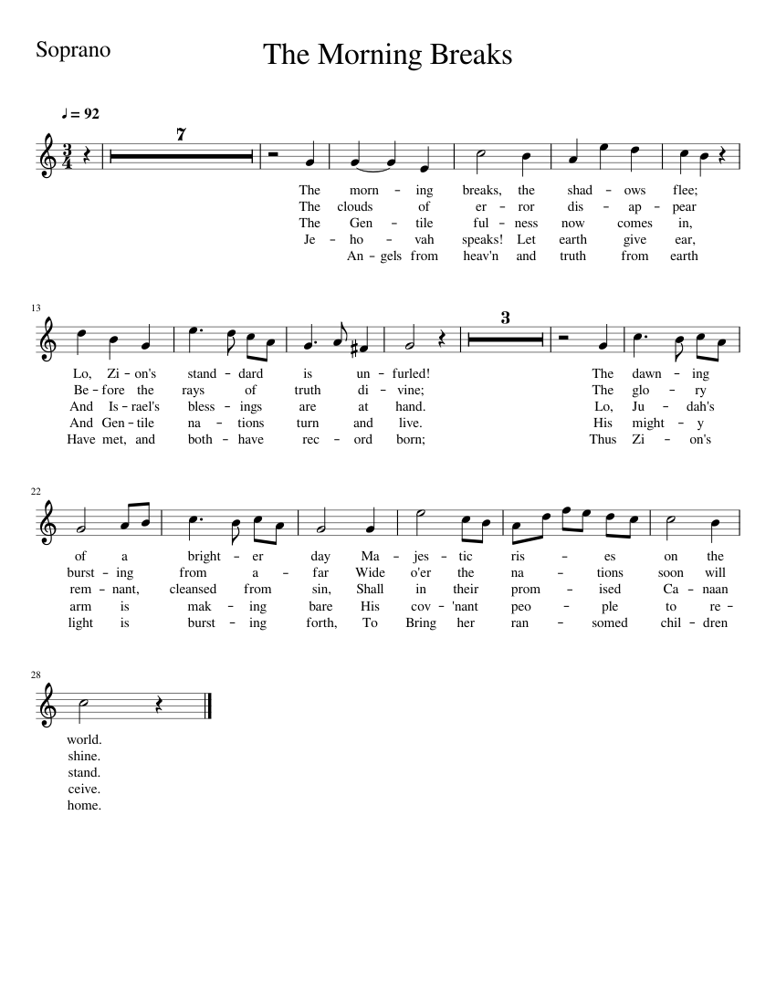 The Morning Breaks (soprano) Sheet music for Soprano (Solo) | Musescore.com