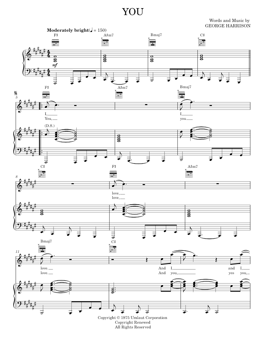 you Sheet music for Piano, Vocals: Music Notes