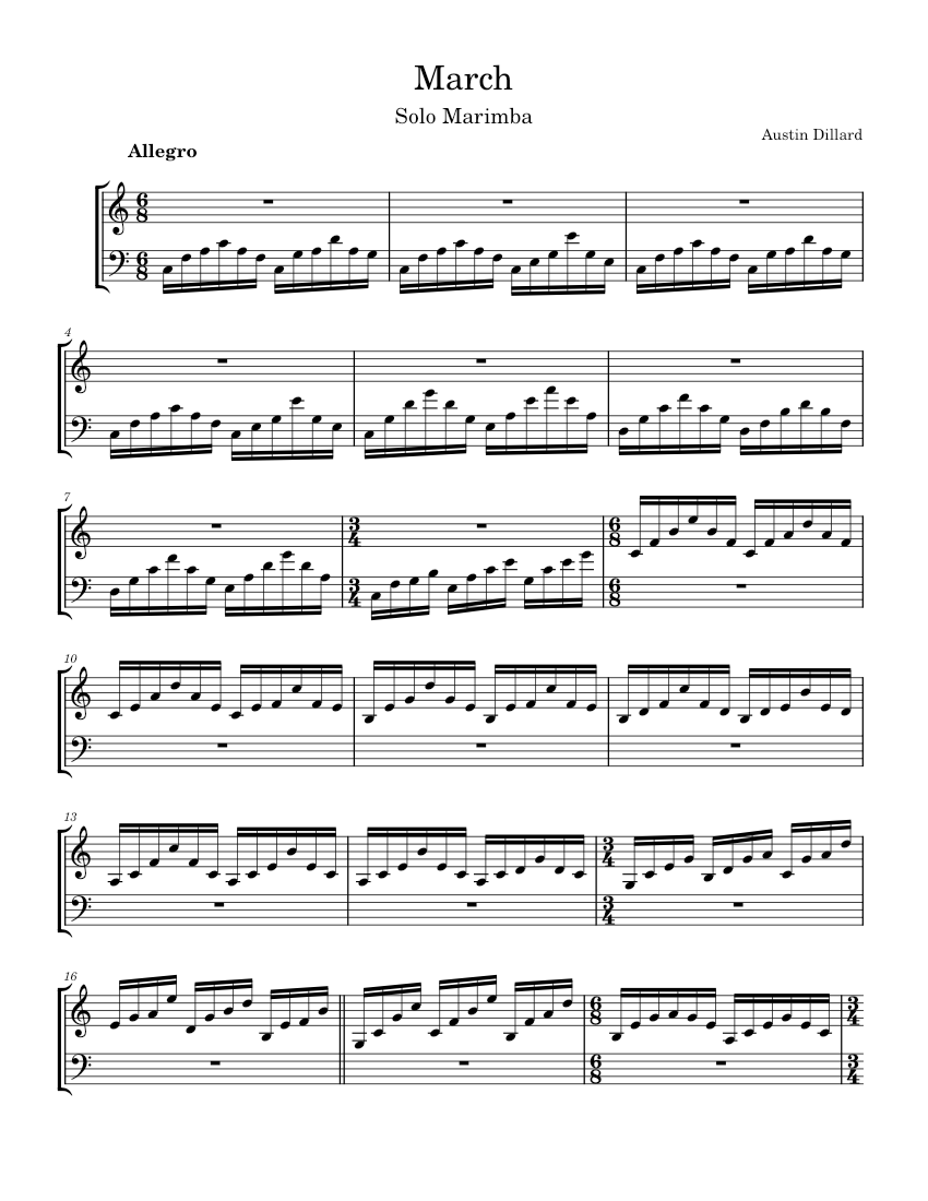 March Sheet music for Marimba (Solo) | Musescore.com