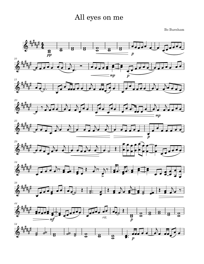 All Eyes On Me – Bo Burnham Sheet music for Piano (Solo) Easy | Musescore.com