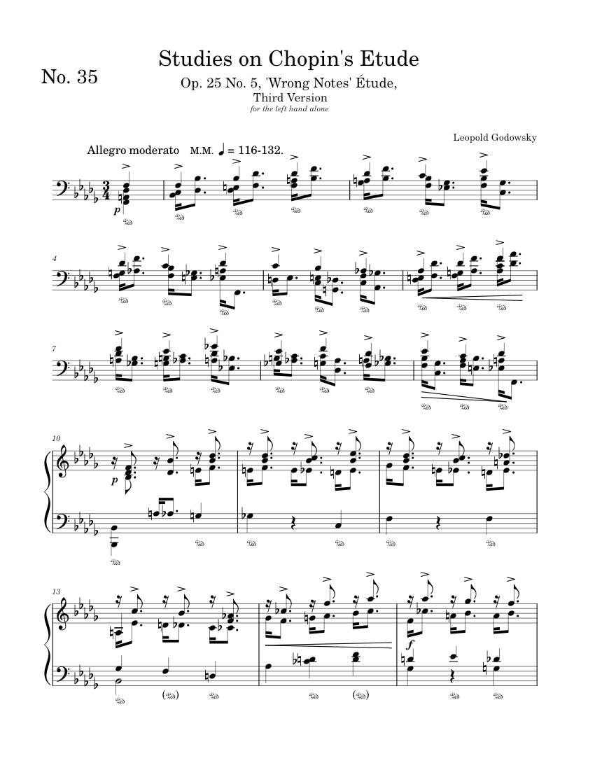 Study No. 35 on Chopin's Étude (Op. 25 No. 5) – Leopold Godowsky Sheet music for Piano (Solo ...
