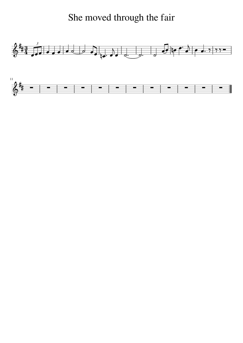 She moved through the fair Sheet music for Violin (Solo) | Musescore.com