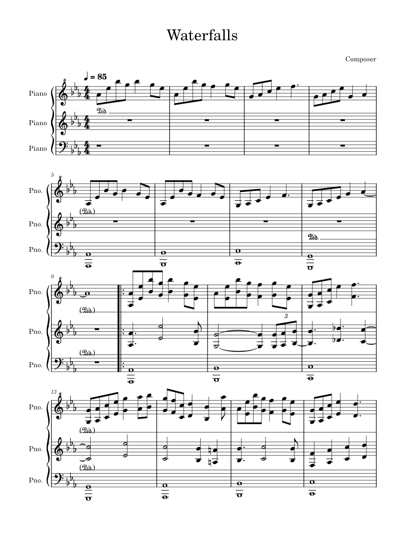Waterfalls Sheet music for Piano (Mixed Trio) | Musescore.com