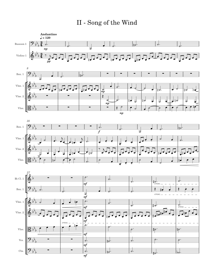Sinfonia Concertante Op. 5: 2 - Song of the Wind Sheet music for Flute ...