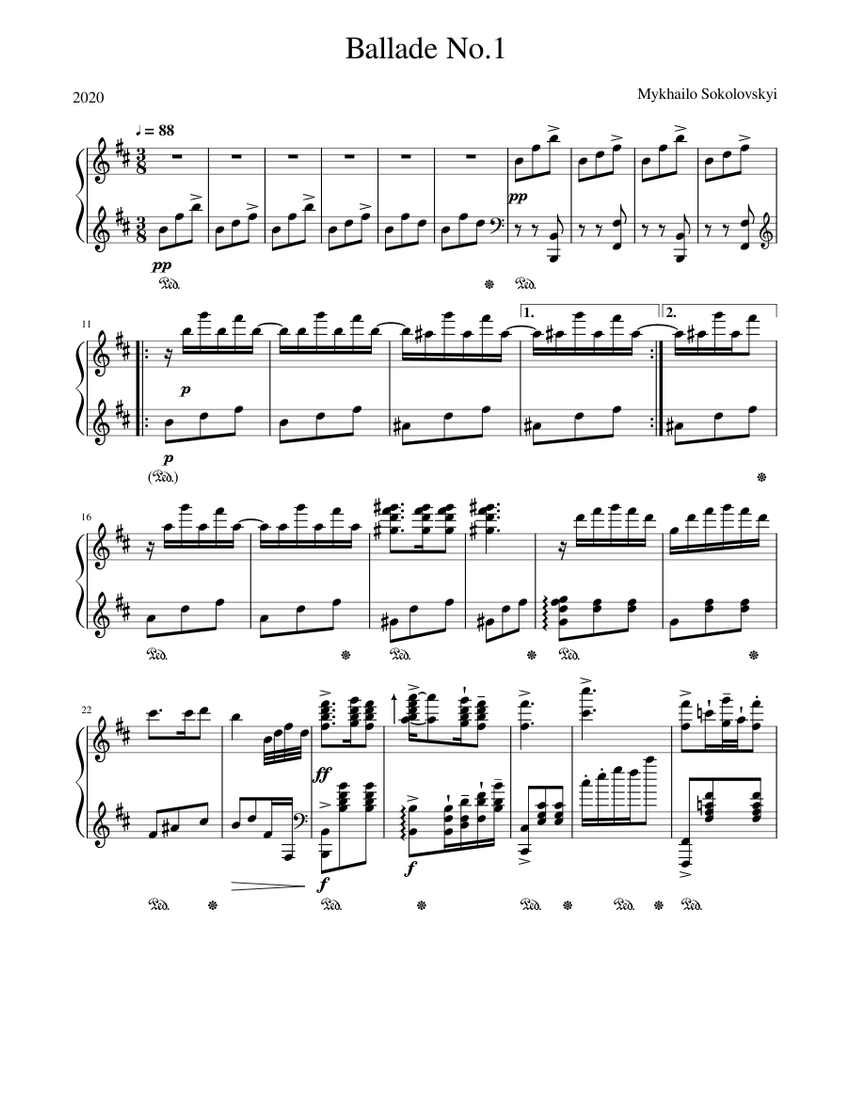Ballade No.1 Sheet music for Piano (Solo) | Musescore.com