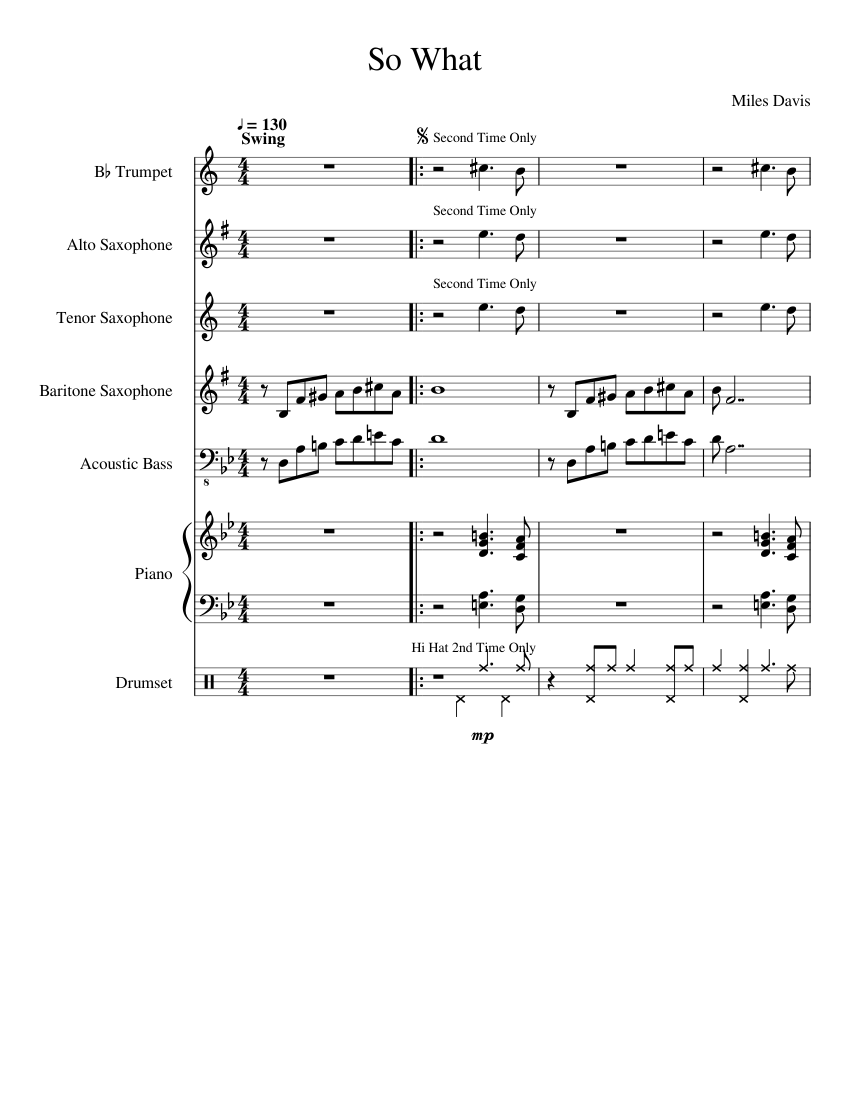So What Sheet music for Piano, Saxophone alto, Saxophone tenor ...