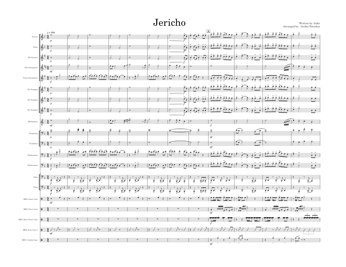 Jericho by Iniko marching band arrangment Sheet music for Trombone ...