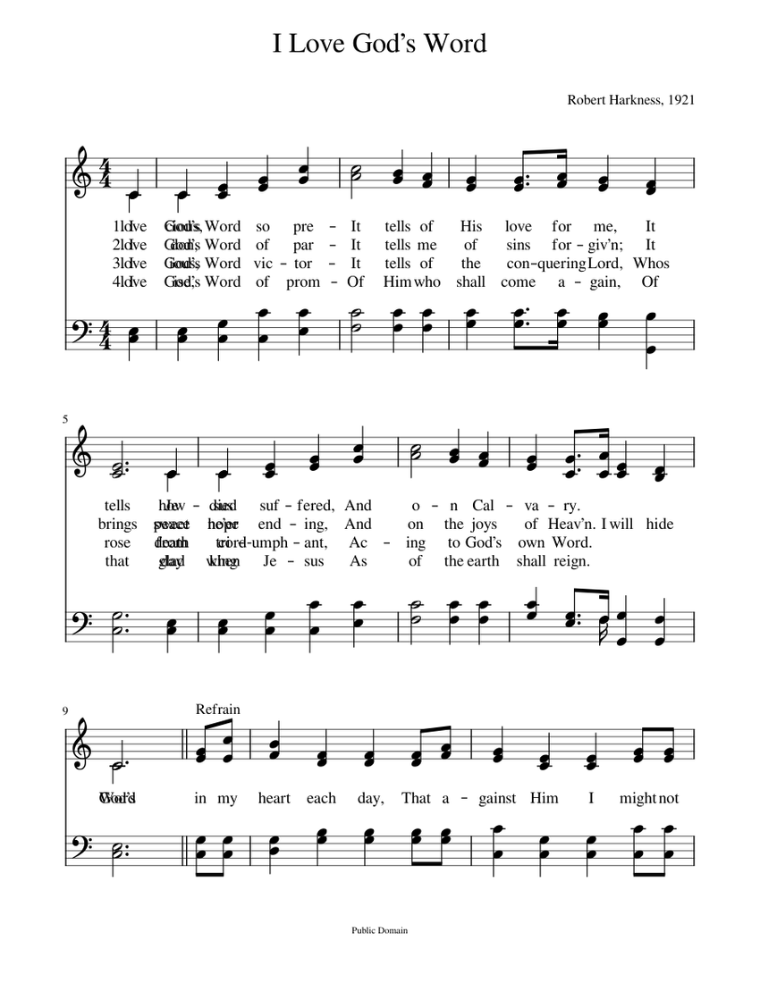 I love God's Word so precious - Robert Harkness Sheet music for Piano ...