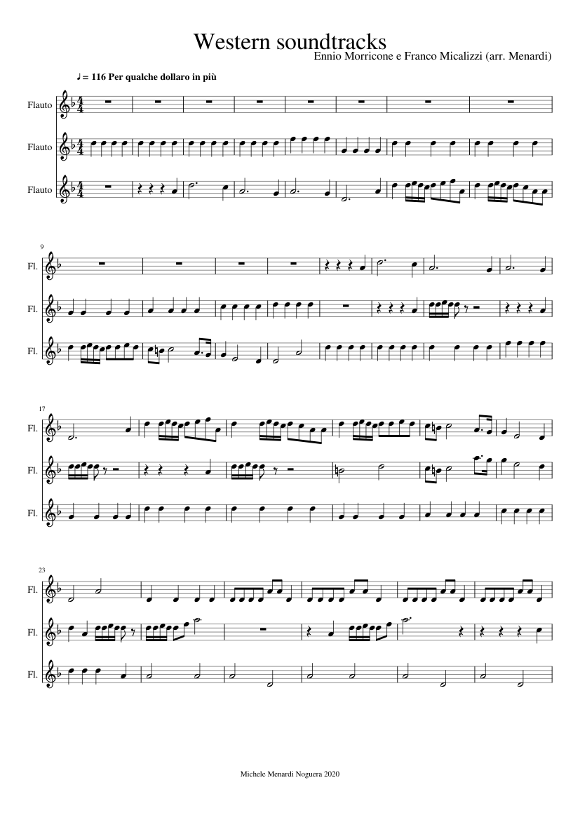 Western soundtracks by Ennio Morricone and Franco Micalizzi Sheet music ...