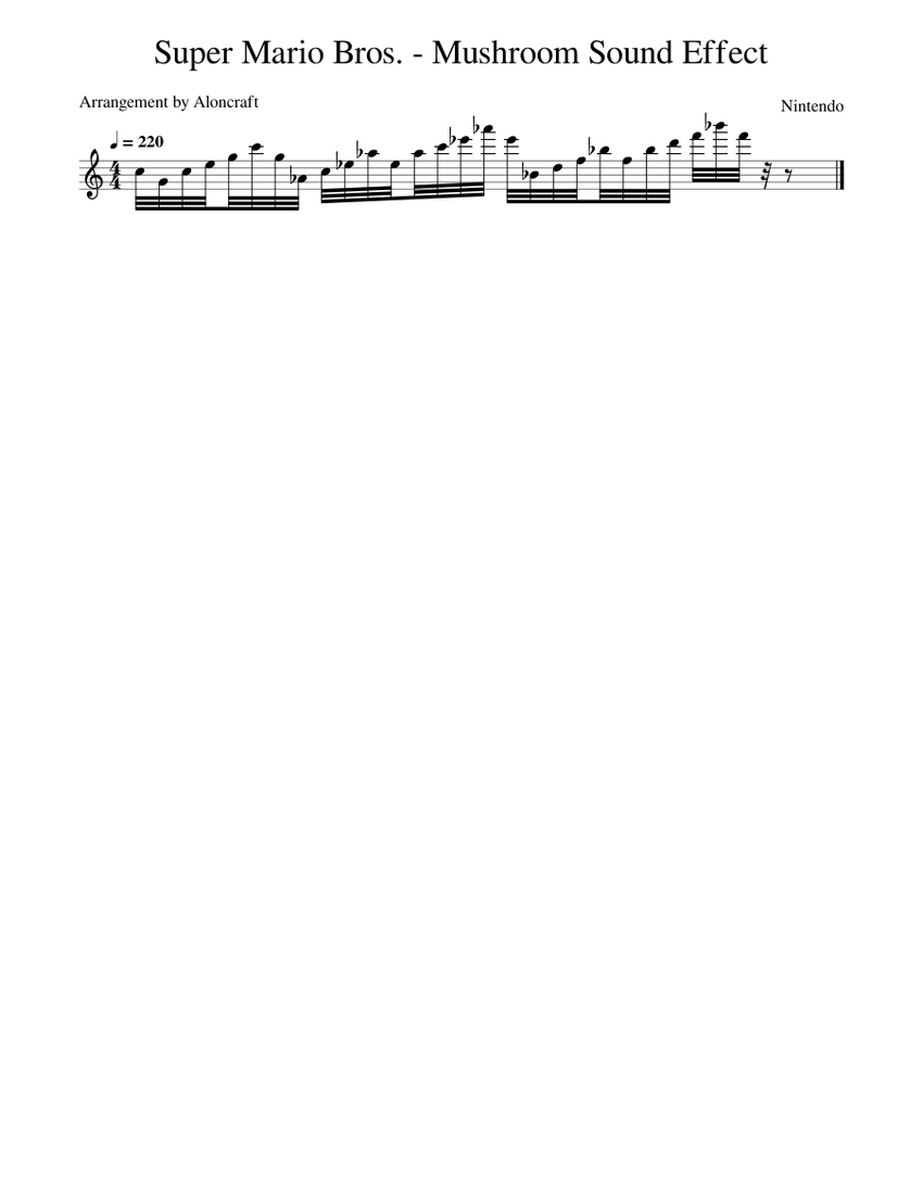 Super Mario Bros. - Mushroom Sound Effect Sheet music for Piano (Solo ...