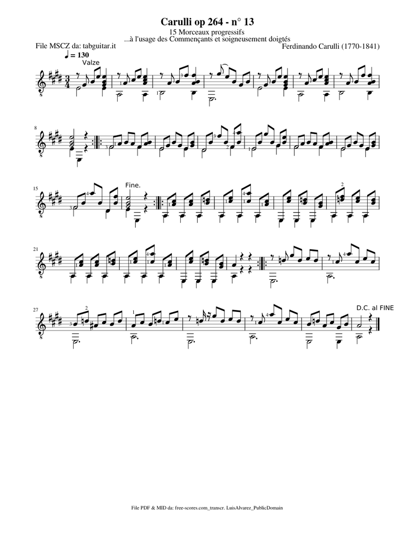 Carulli op 264 - n° 13 Sheet music for Guitar (Solo) | Musescore.com